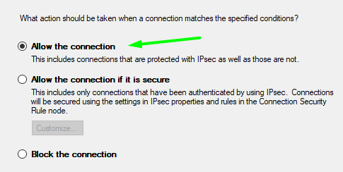 Opening Windows Firewall for client connections to server – nShift