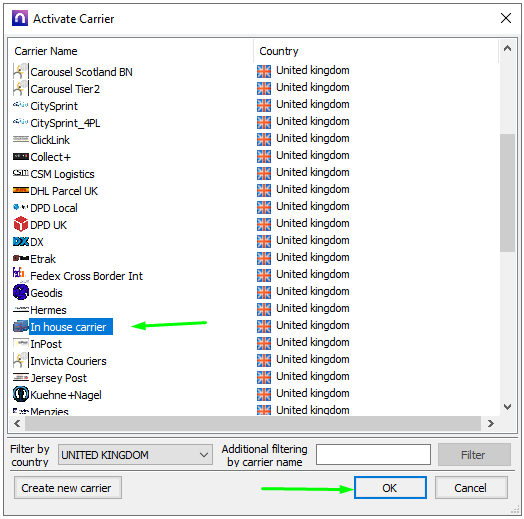 Setting up a custom carrier – nShift